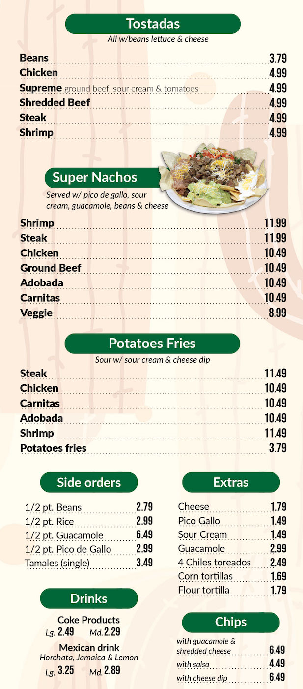 To Go Menu – California Tacos Shop