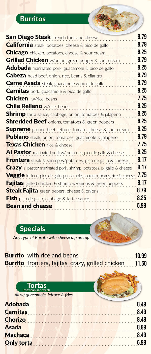 To Go Menu – California Tacos Shop