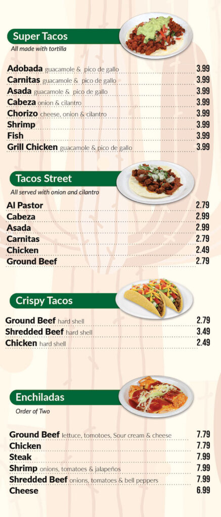 To Go Menu – California Tacos Shop