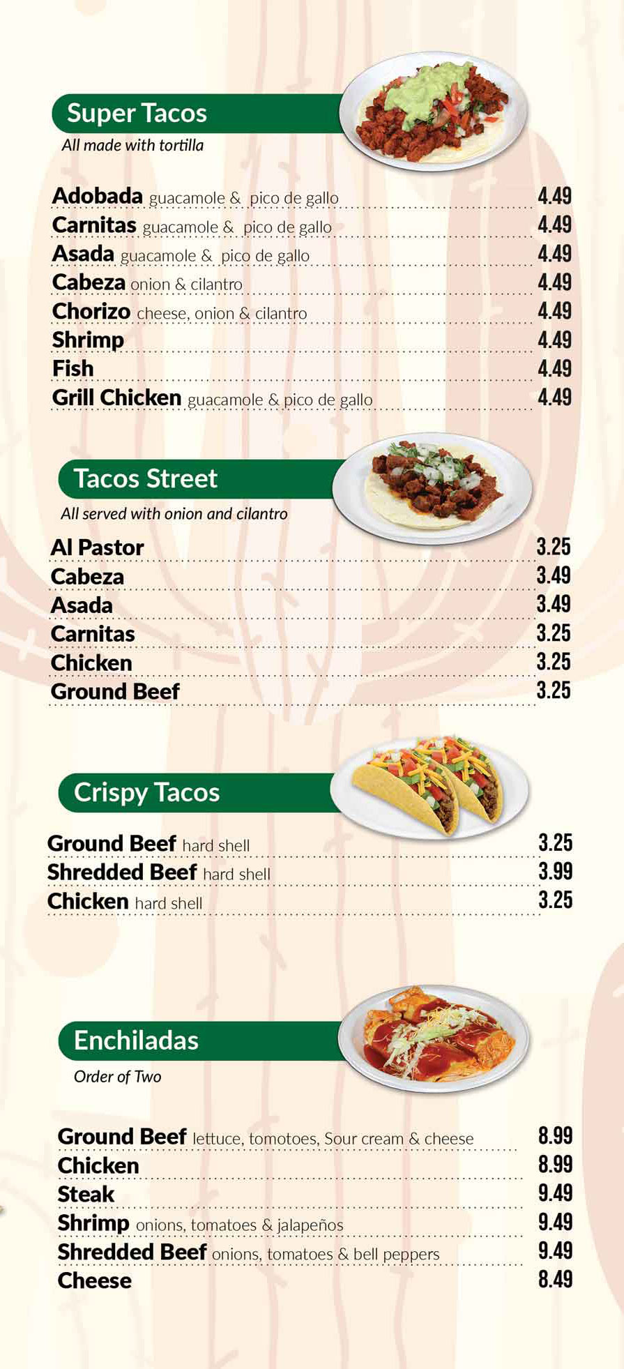 To Go Menu – California Tacos Shop
