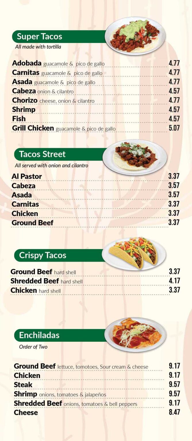 To Go Menu – California Tacos Shop