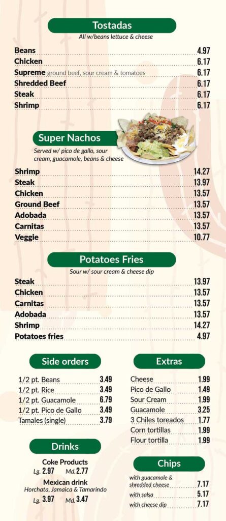 To Go Menu – California Tacos Shop